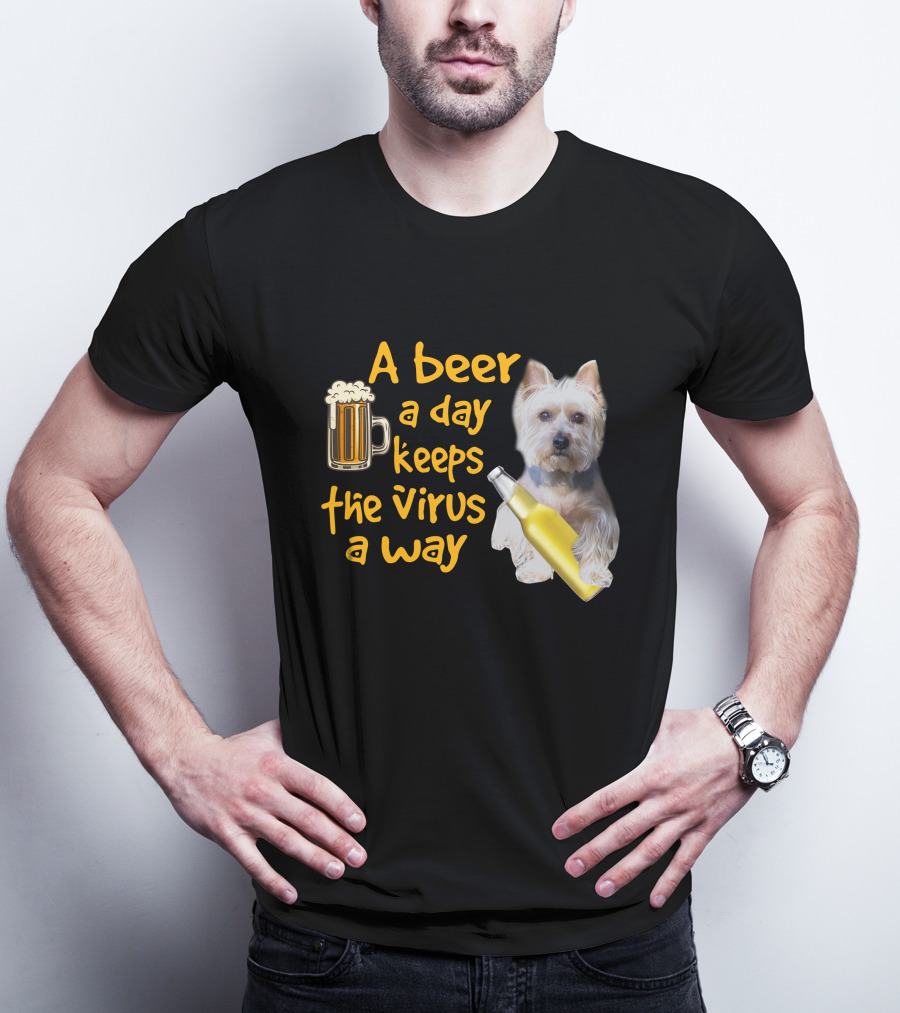A Beer A Day Keeps The Virus Away Funny Westie And Beer T-Shirt