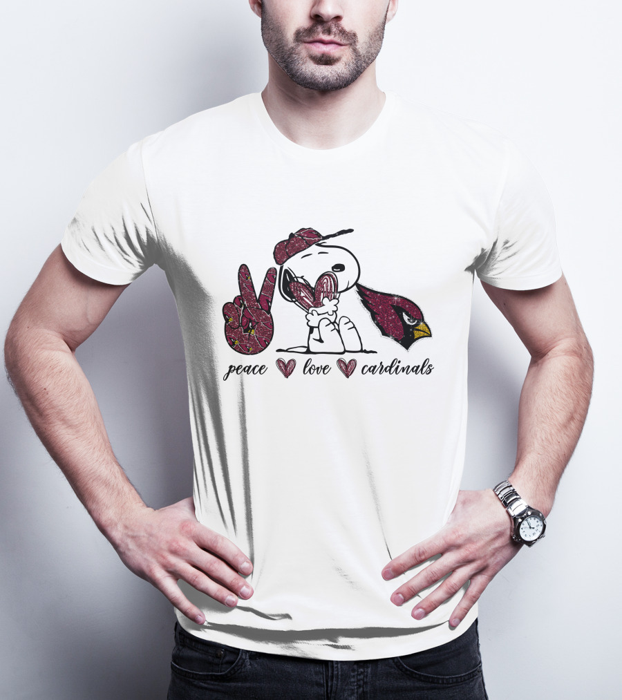 Peace Love Cardinals Snoopy Arizona Football T-Shirt