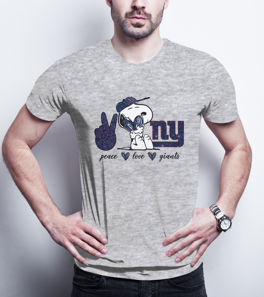 Peace Love NY Giants Snoopy Football Vintage Vibes T-Shirt