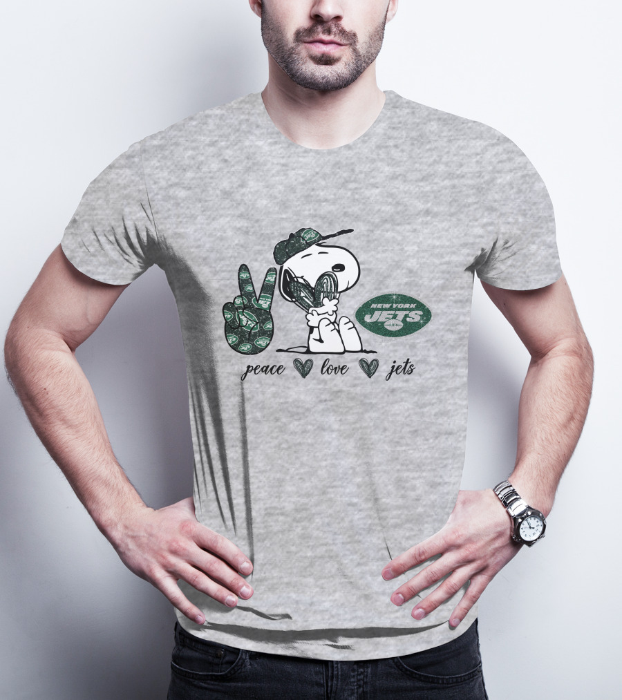 Peace Love New York Jets Snoopy Football Fan T-Shirt