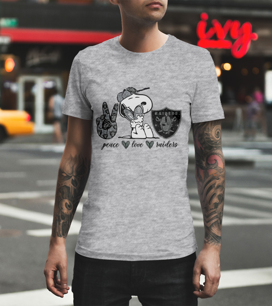 Peace Love Raiders Snoopy NFL Team T-Shirt