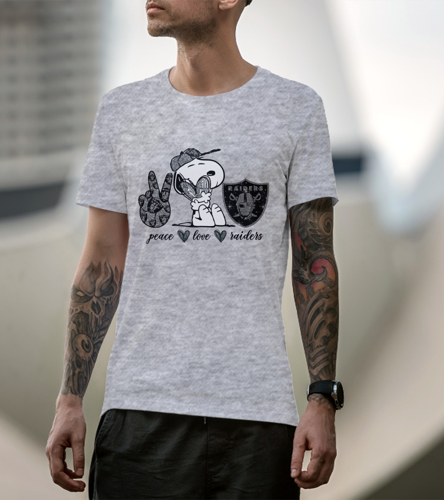 Peace Love Raiders Snoopy NFL Team T-Shirt