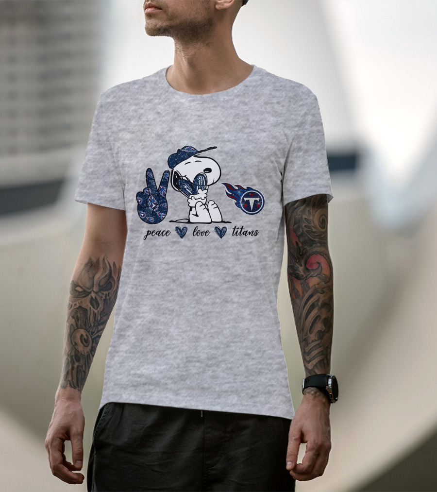 Peace Love Tennessee Titans Snoopy Football T-Shirt