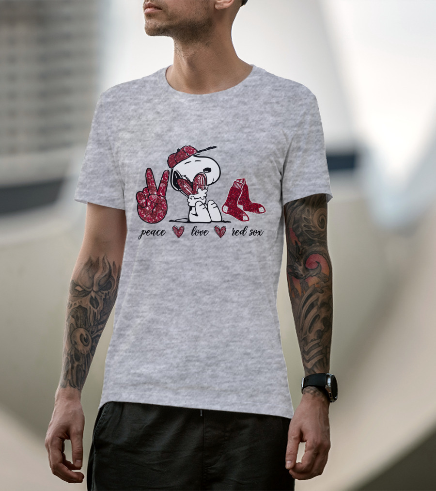 Peace Love Snoopy Boston Red Sox T-Shirt