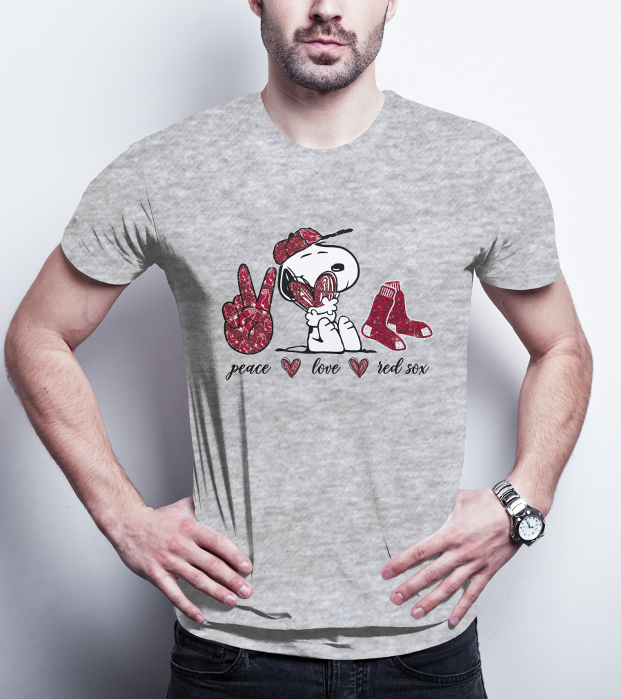 Peace Love Snoopy Boston Red Sox T-Shirt