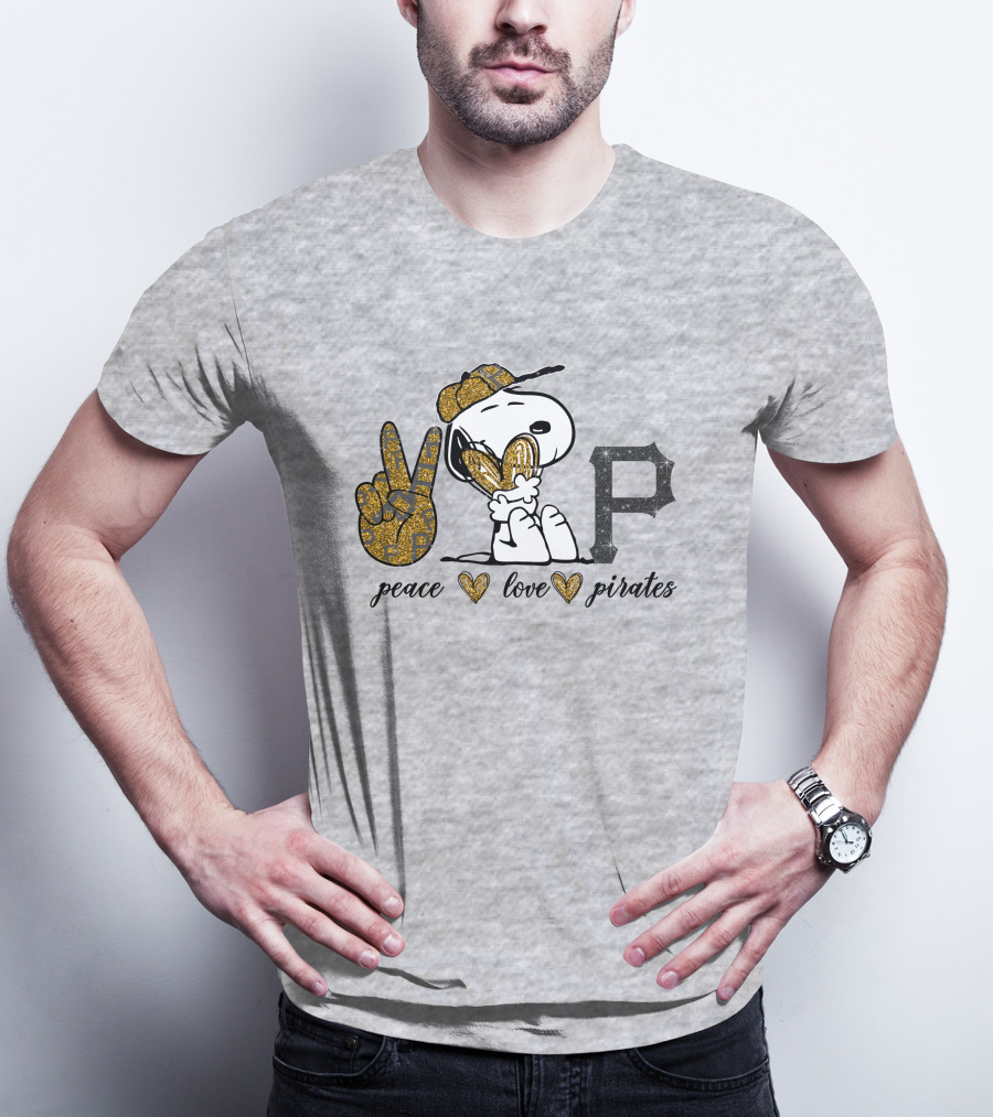Peace Love Pittsburgh Pirates Snoopy Baseball Fan T-Shirt