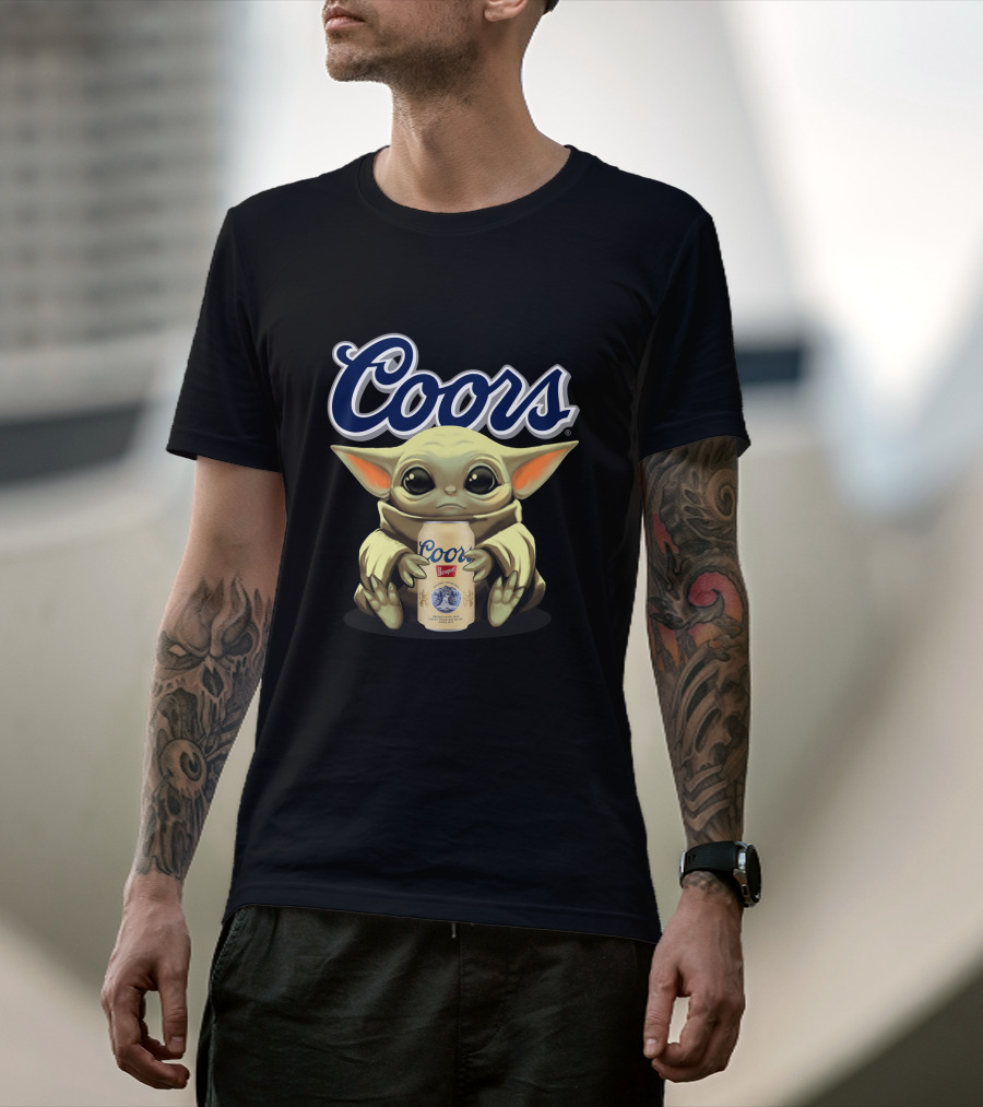 Coors Baby Yoda Holding Coors Banquet Beer Can T-Shirt