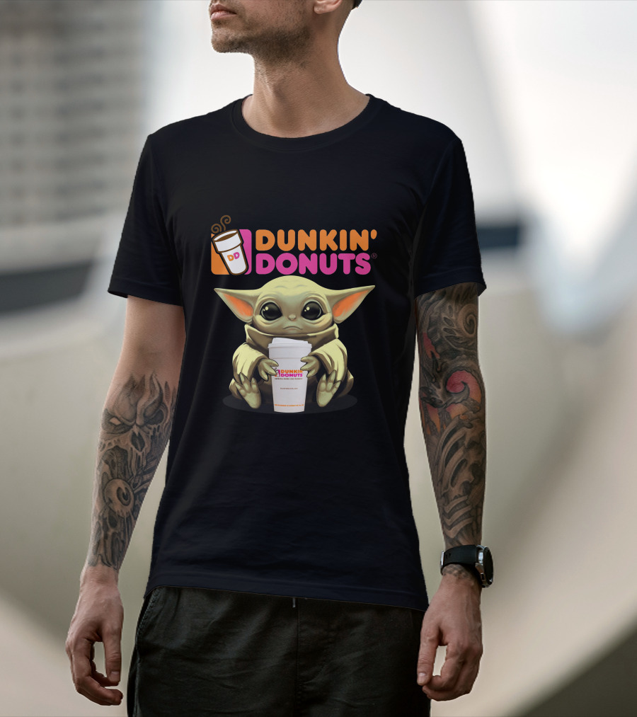 Dunkin Donuts Yoda Holding Coffee Cup T-Shirt