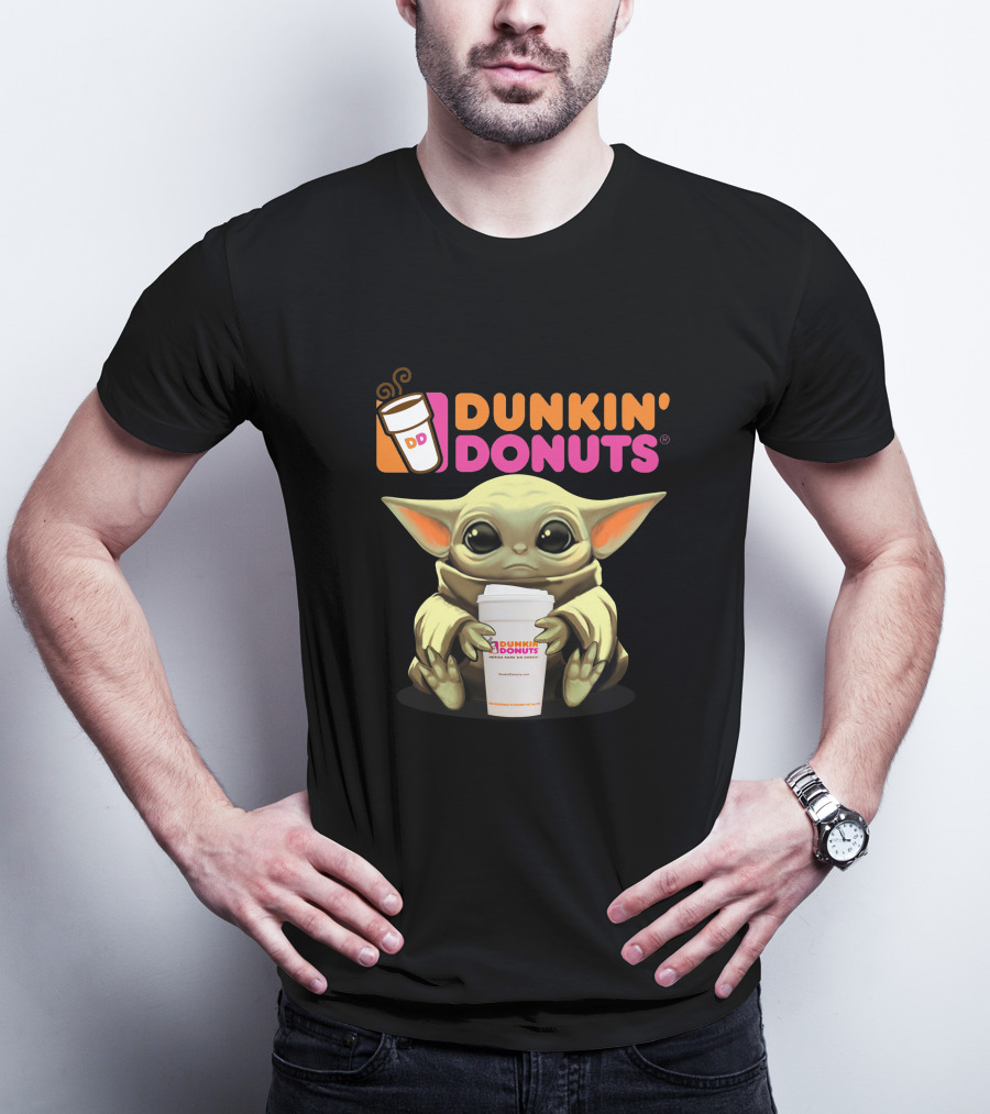 Dunkin Donuts Yoda Holding Coffee Cup T-Shirt