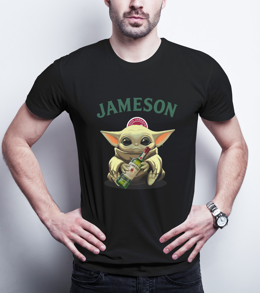 JAMESON Baby Alien Holding Whiskey Bottle T-Shirt