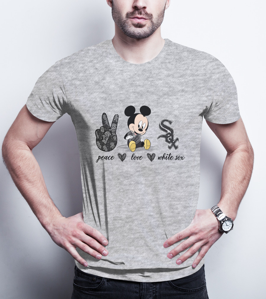 Peace Love Mickey Mouse Chicago White Sox T-Shirt