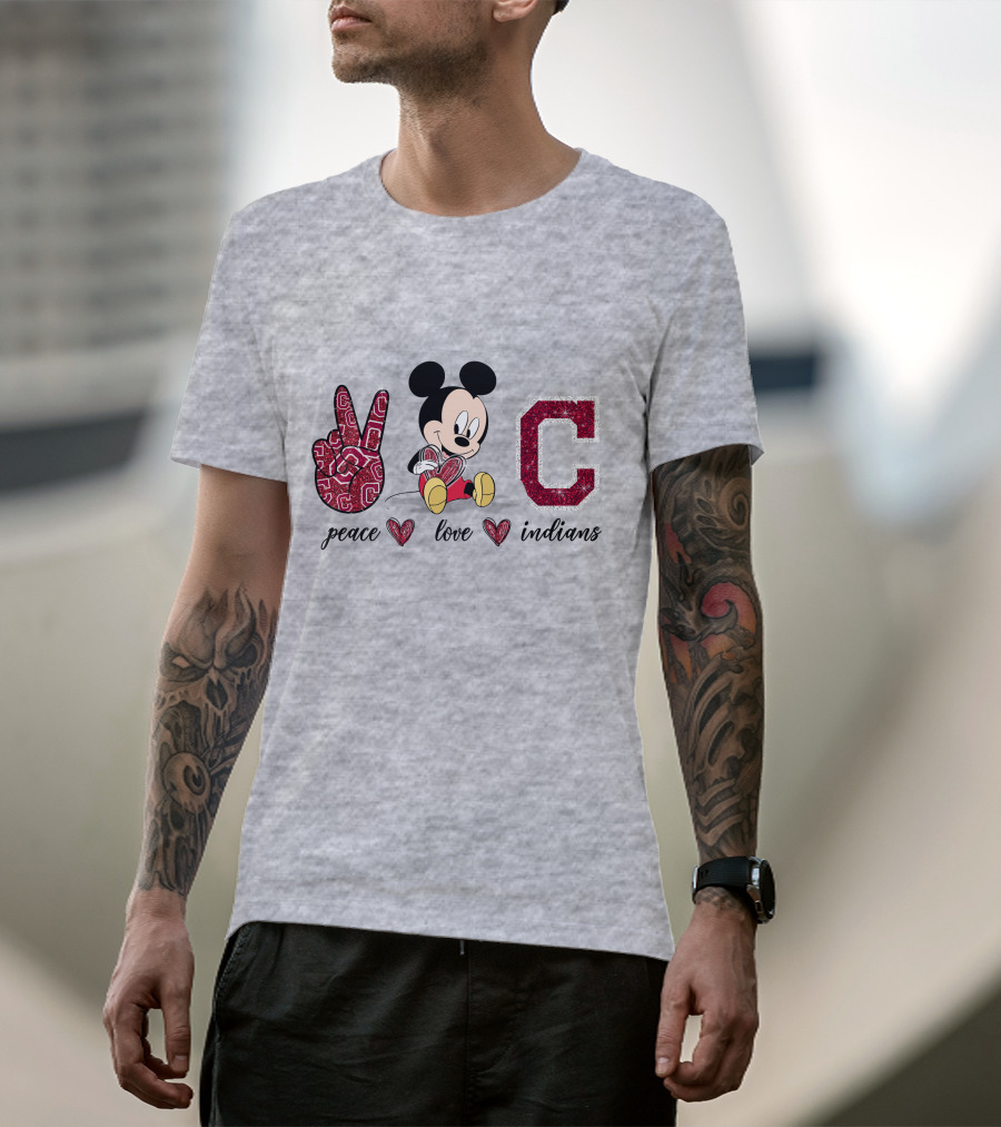Peace Love Indians Mickey Mouse Cleveland T-Shirt
