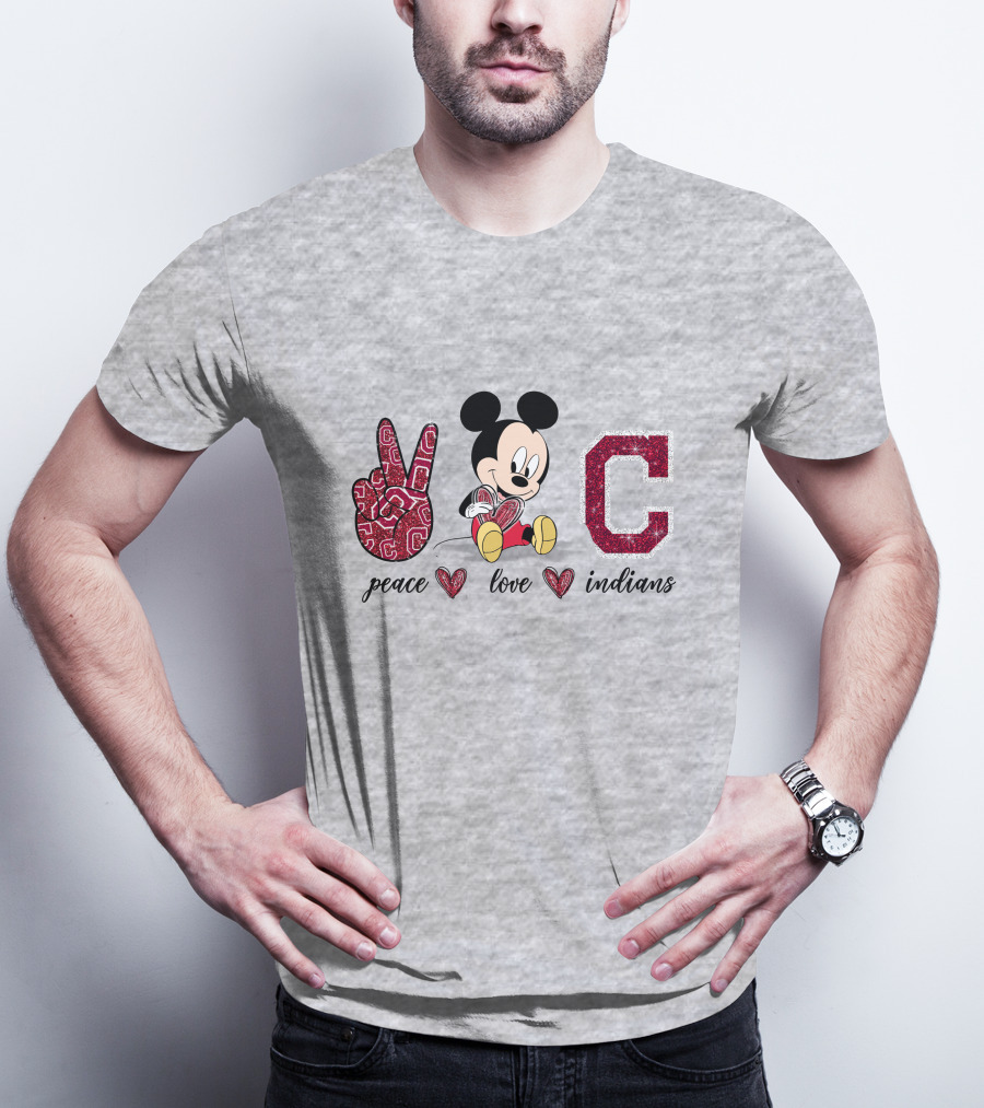 Peace Love Indians Mickey Mouse Cleveland T-Shirt