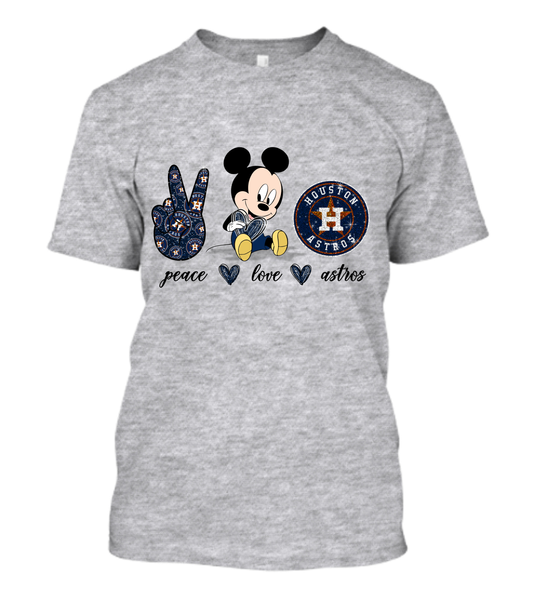 Peace Love Houston Astros Mickey Mouse T-Shirt