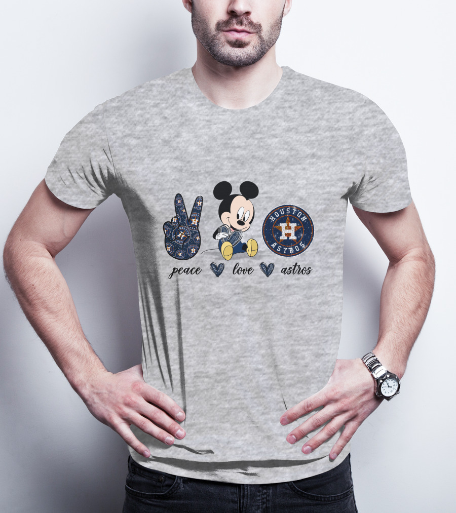 Peace Love Houston Astros Mickey Mouse T-Shirt