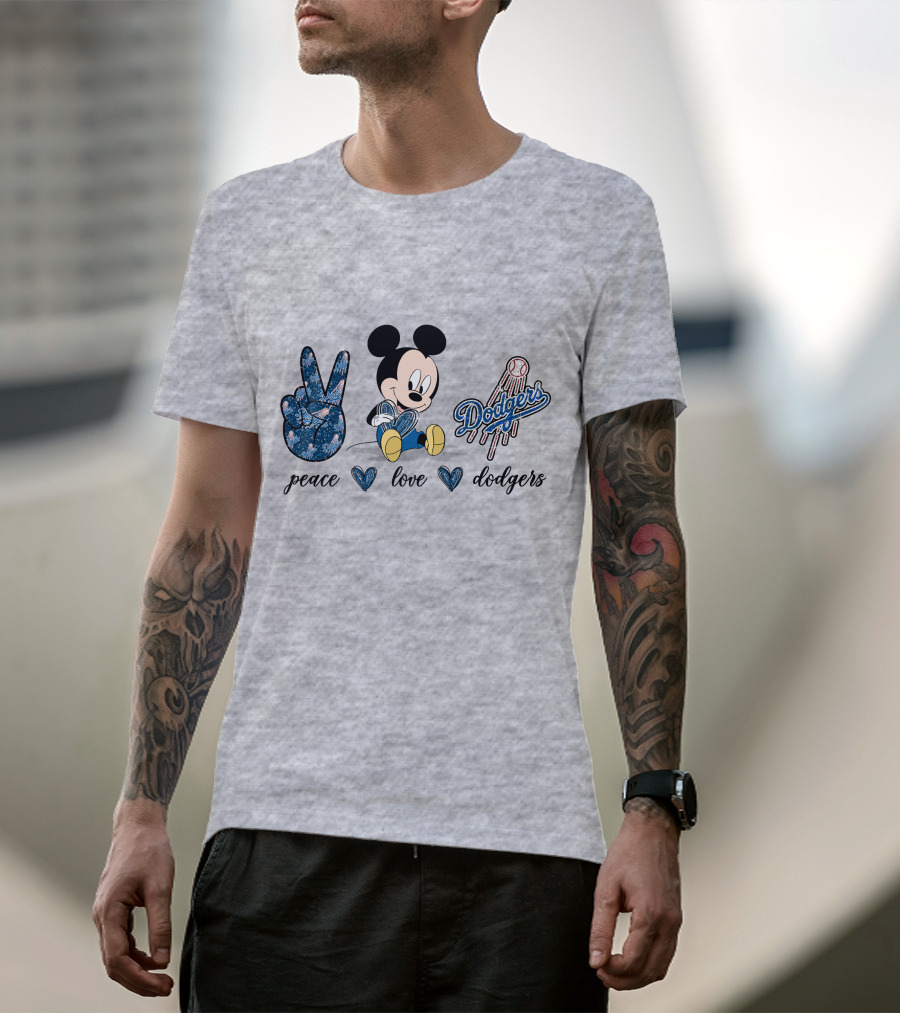 Peace Love Dodgers Mickey Mouse T-Shirt
