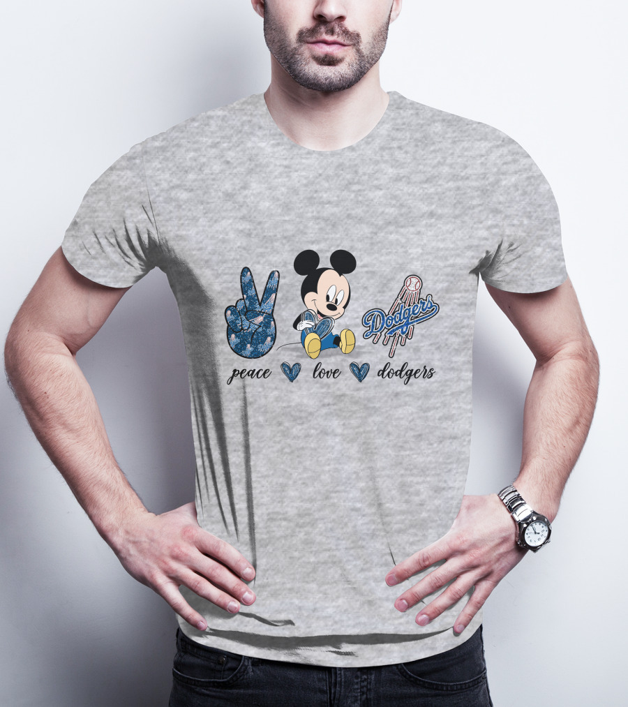 Peace Love Dodgers Mickey Mouse T-Shirt