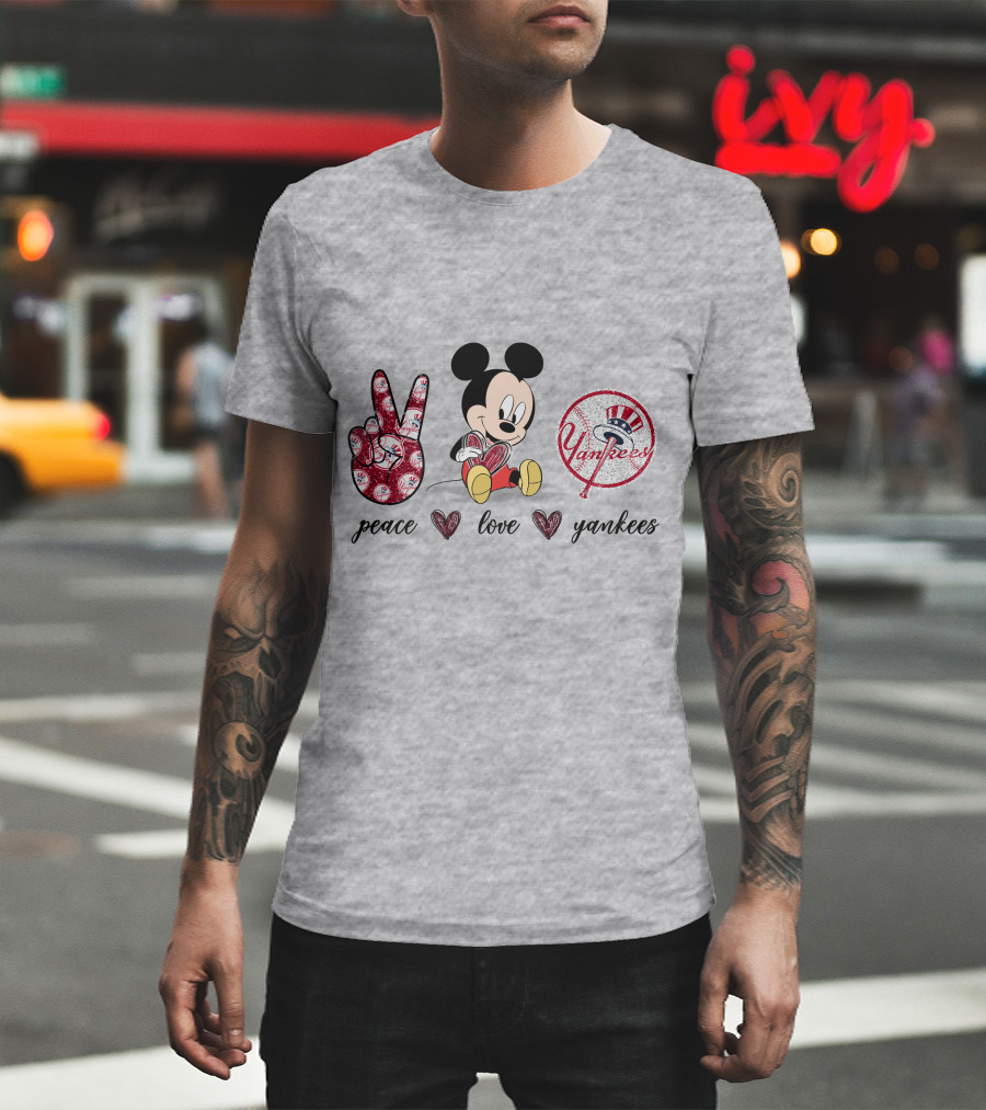 Peace Love Yankees Mickey Mouse T-Shirt
