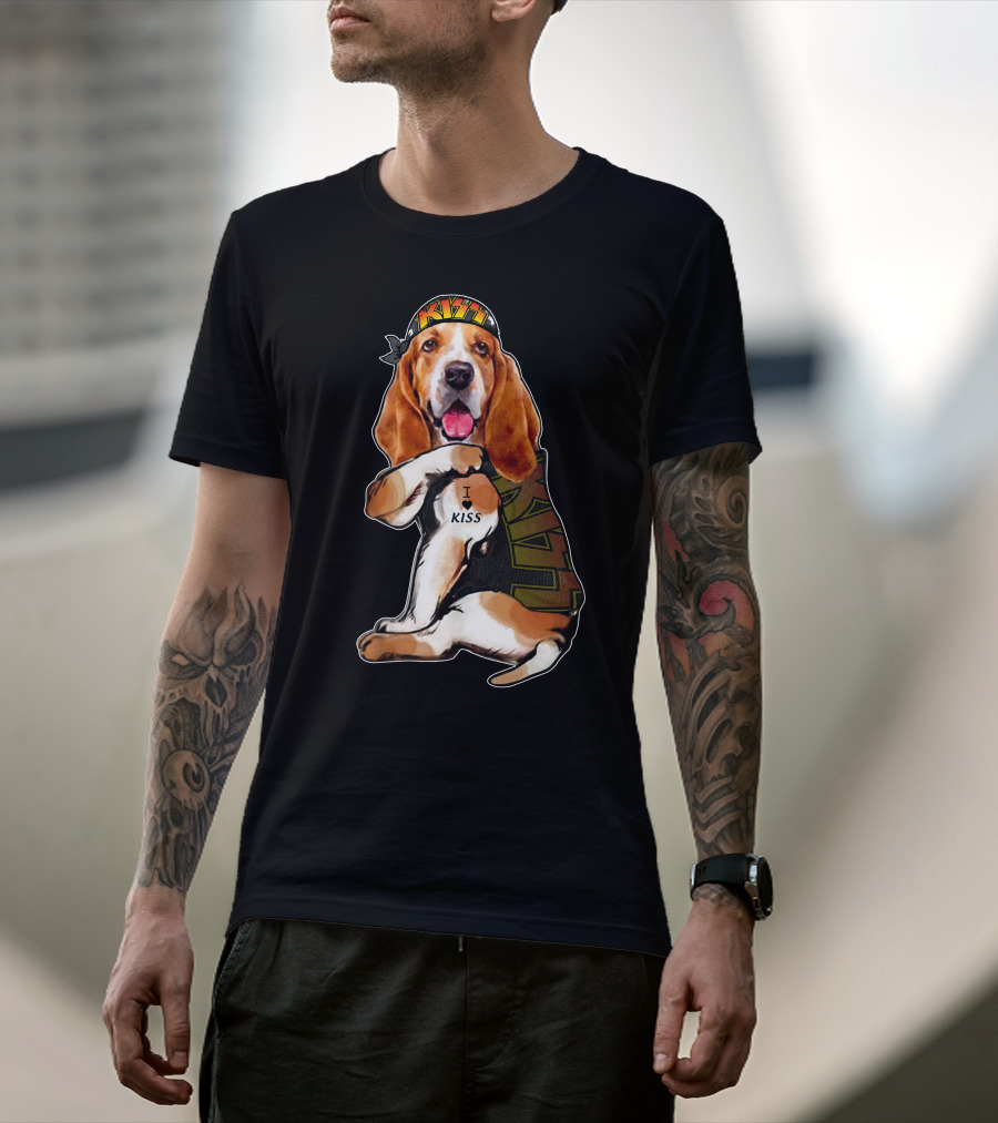 I Love KISS Bandana Basset Hound Lays I Heart KISS T-Shirt