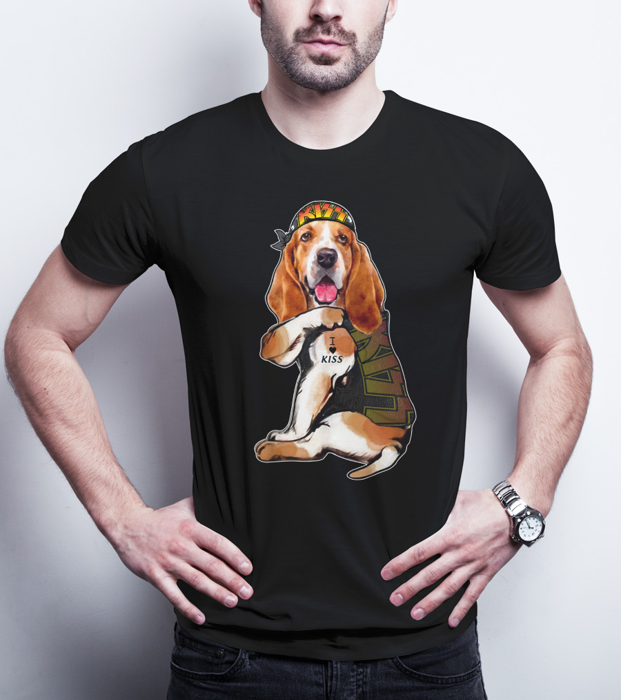 I Love KISS Bandana Basset Hound Lays I Heart KISS T-Shirt