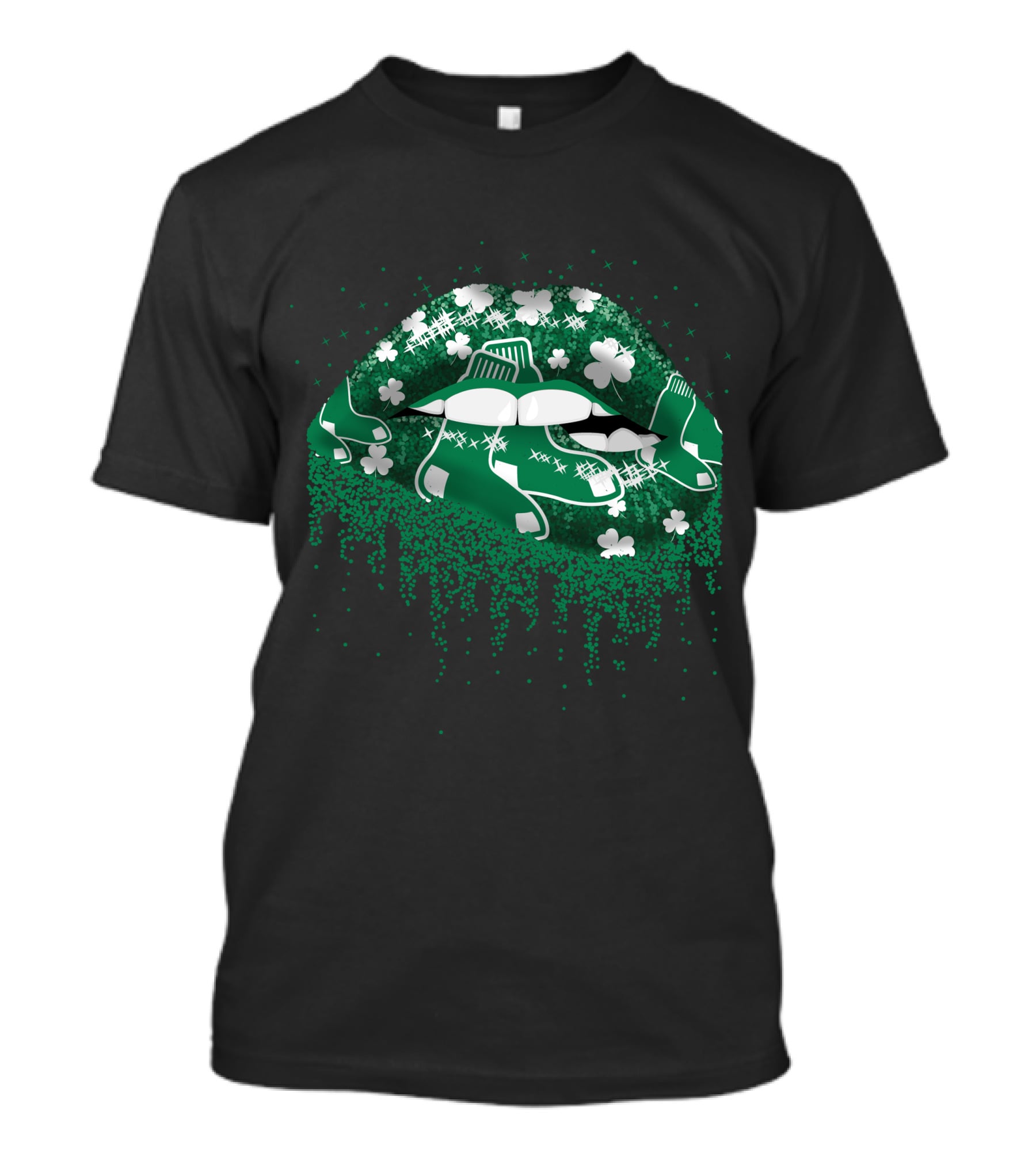 Boston Red Sox Irish Clover Lips Shamrock Sox T-Shirt