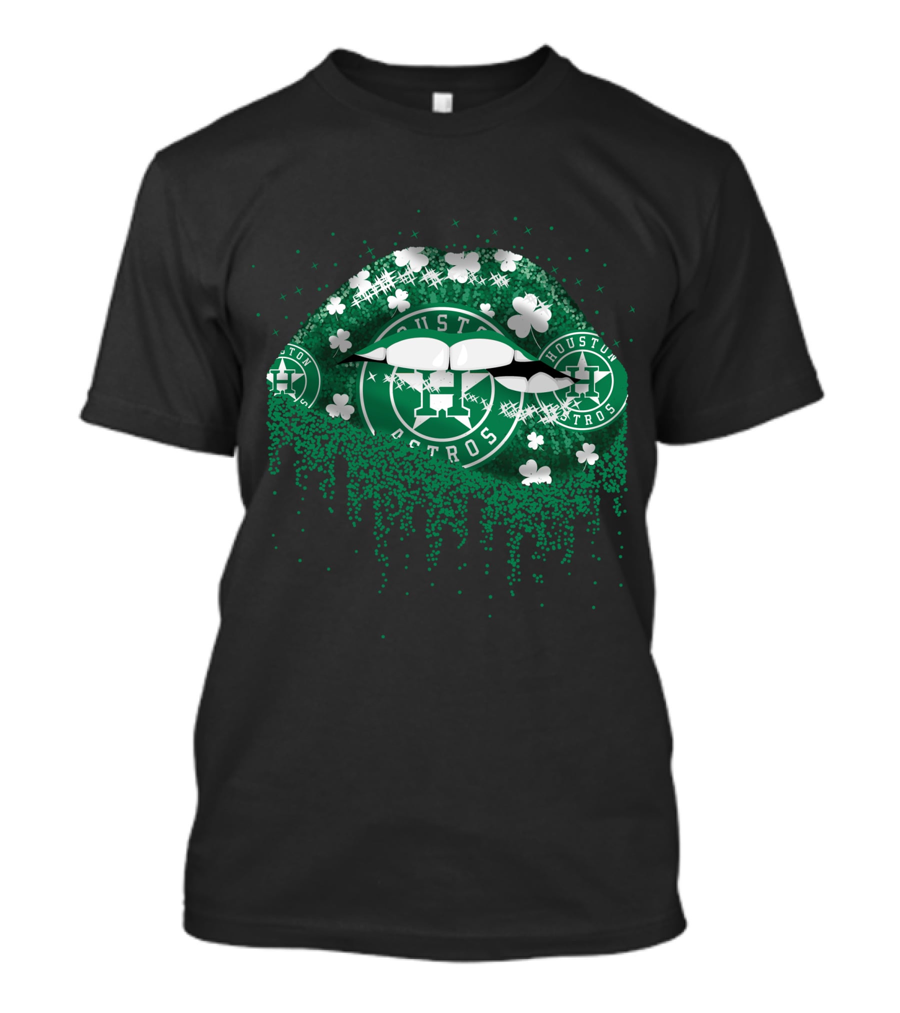 Houston Astros St. Patrick's Day Green Lips And Shamrocks T-Shirt