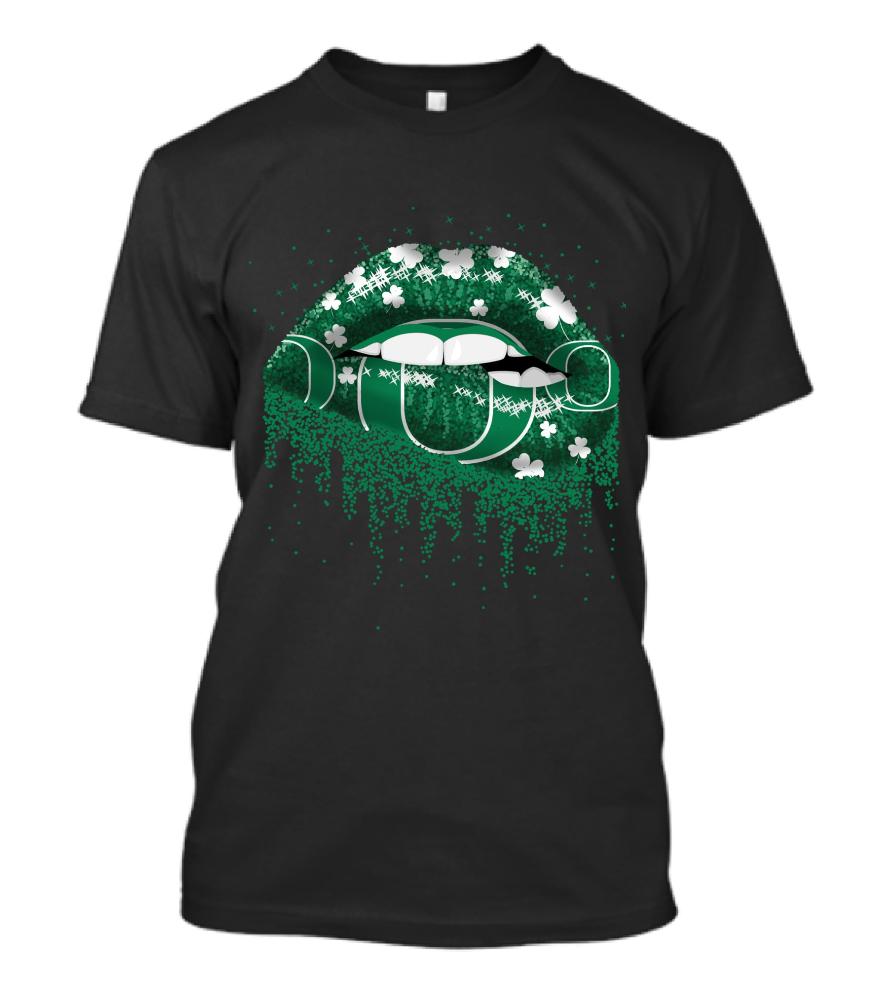 Oregon Ducks Lips Green Glitter Shamrock Cascade T-Shirt
