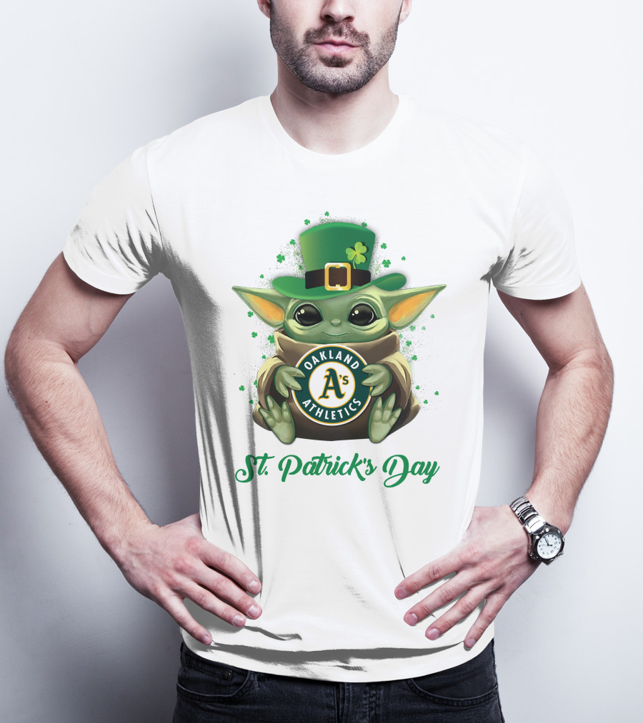 Oakland Athletics Baby Yoda St. Patrick's Day T-Shirt