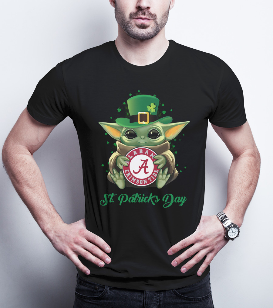 St. Patrick's Day Alabama Crimson Tide Baby Yoda T-Shirt