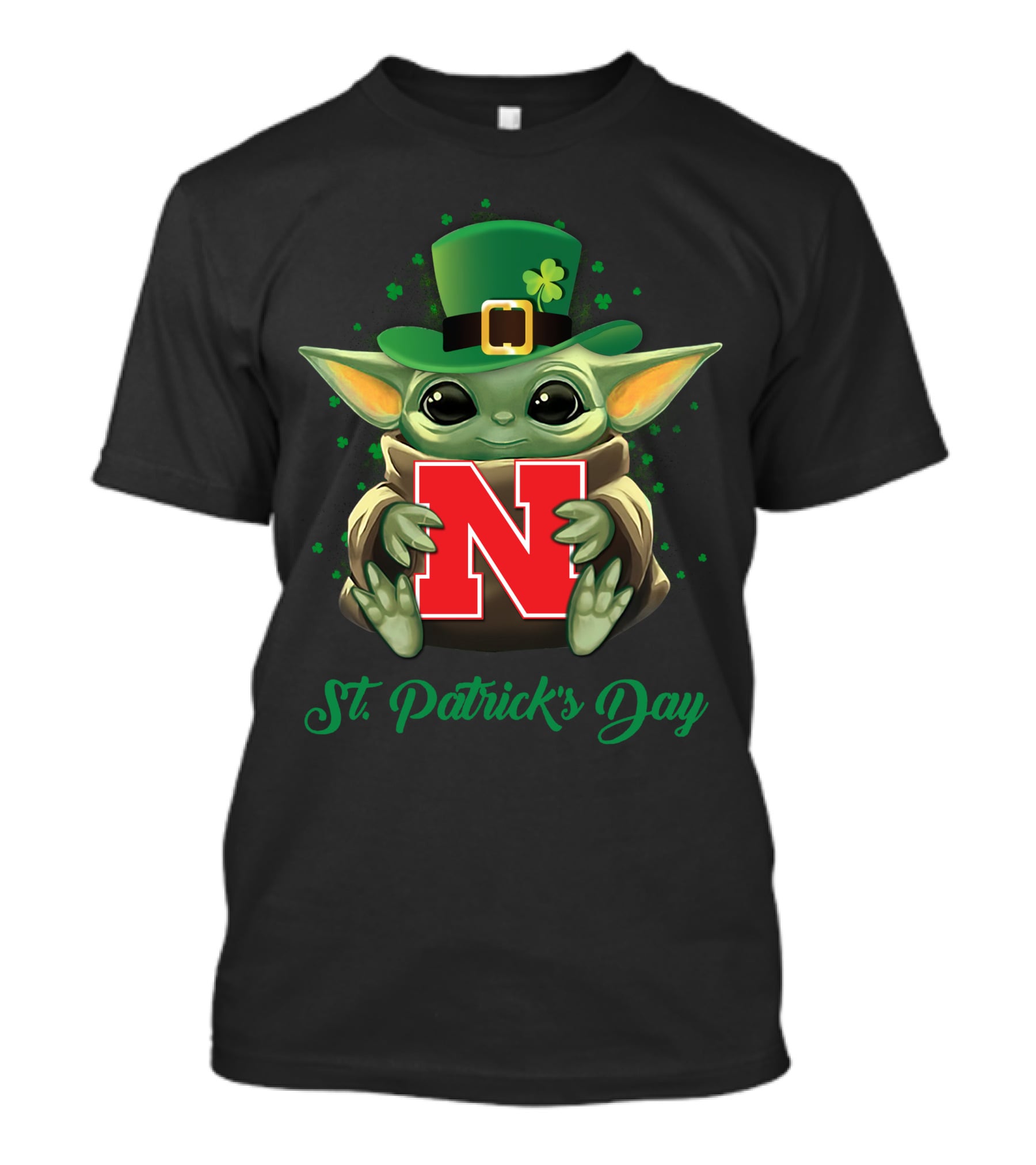Nebraska Cornhuskers Baby Yoda St. Patrick's Day T-Shirt