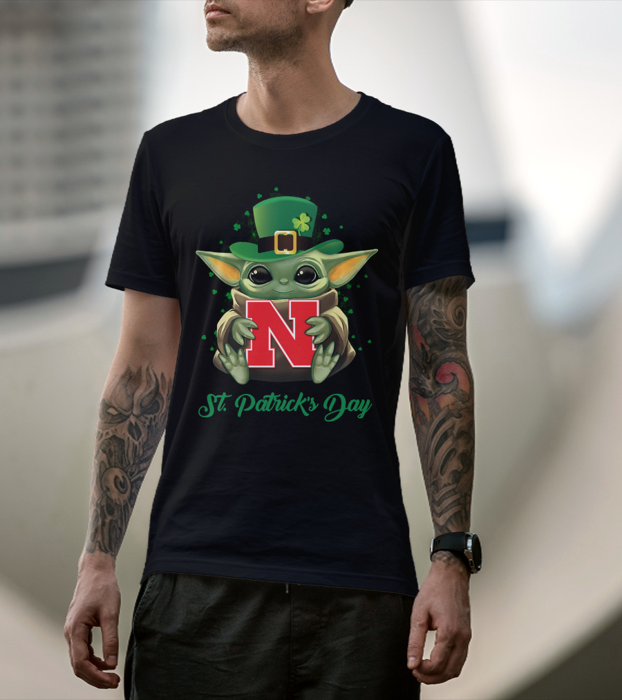 Nebraska Cornhuskers Baby Yoda St. Patrick's Day T-Shirt