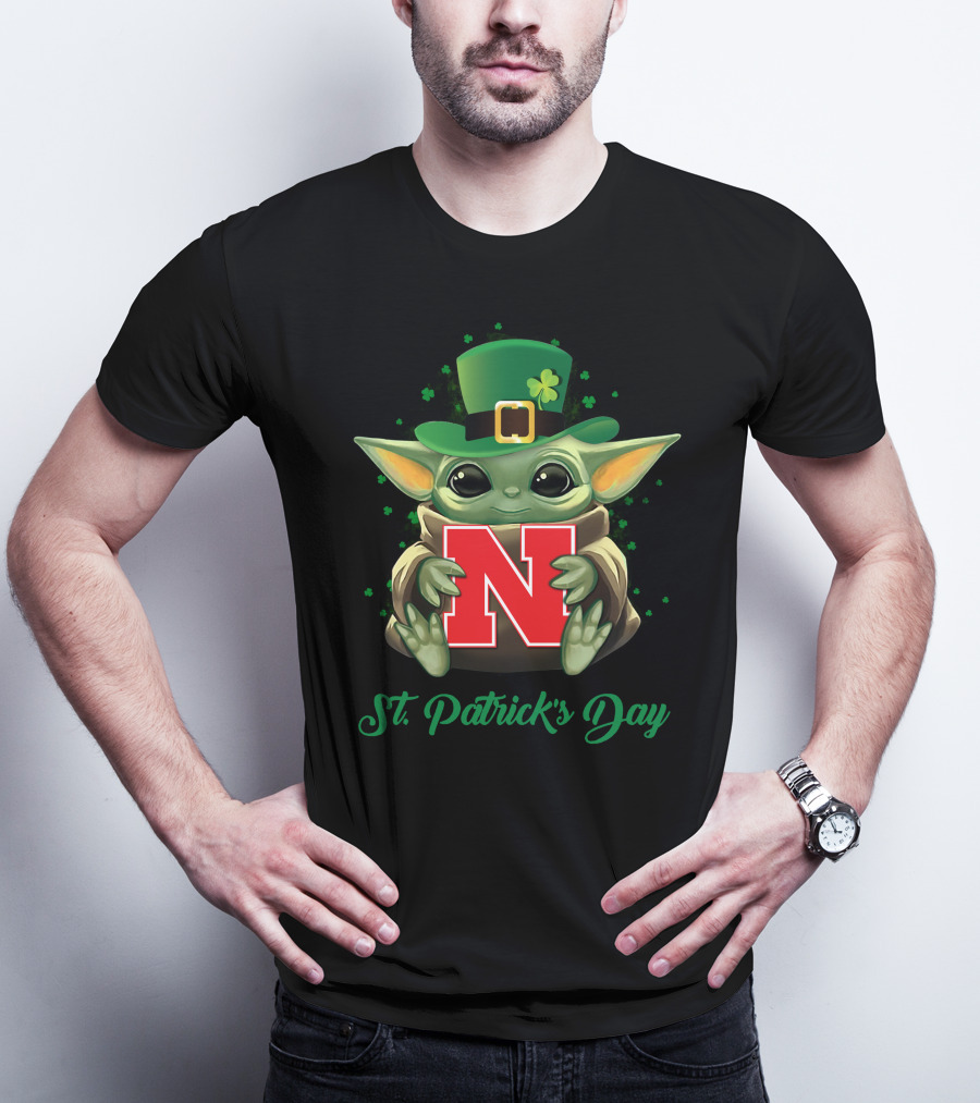 Nebraska Cornhuskers Baby Yoda St. Patrick's Day T-Shirt