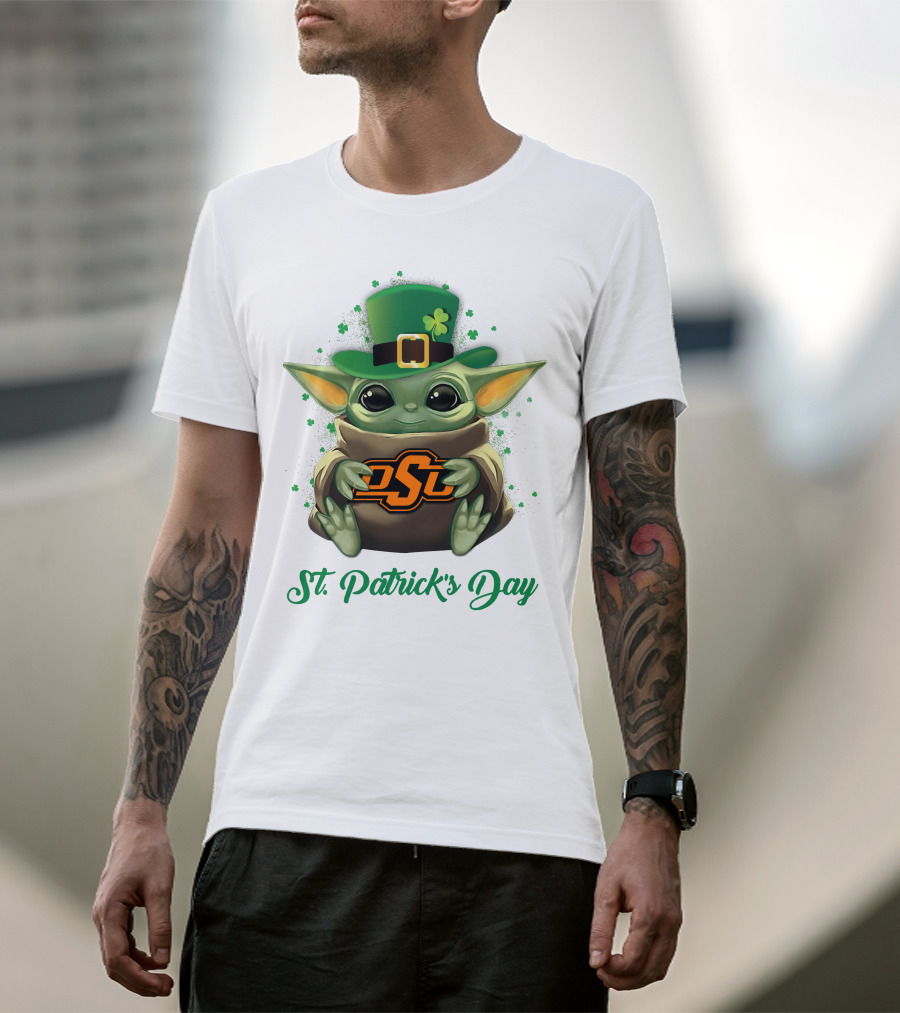 Oklahoma State Cowboys Baby Yoda St. Patrick's Day T-Shirt