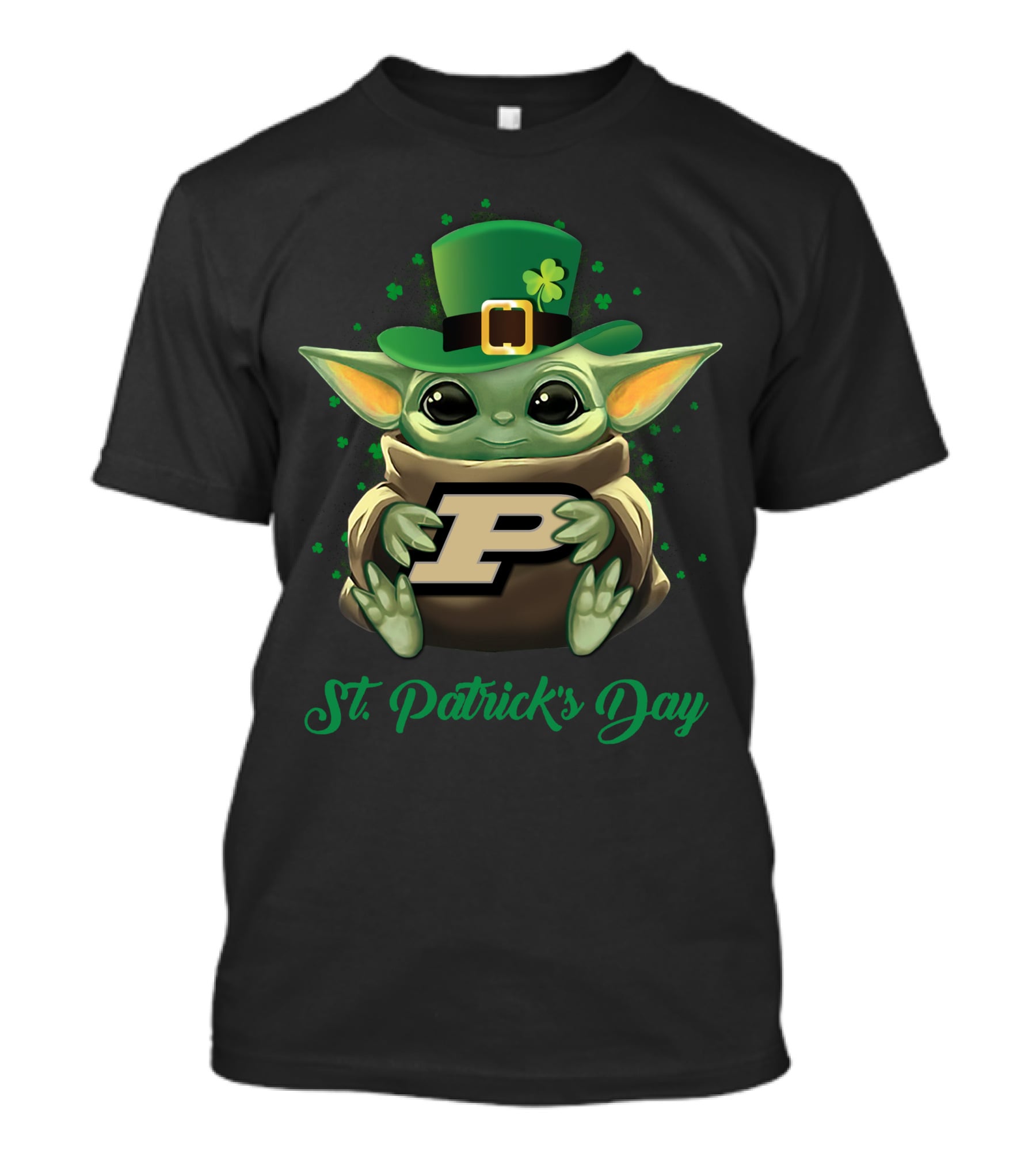 Purdue Boilermakers Baby Yoda St. Patrick's Day T-Shirt