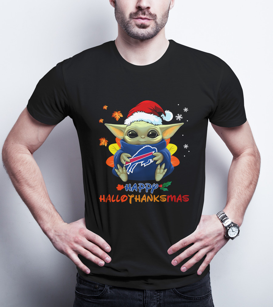 Happy Hallothanksmas Buffalo Bills Baby Yoda 505 L1PTT T-Shirt
