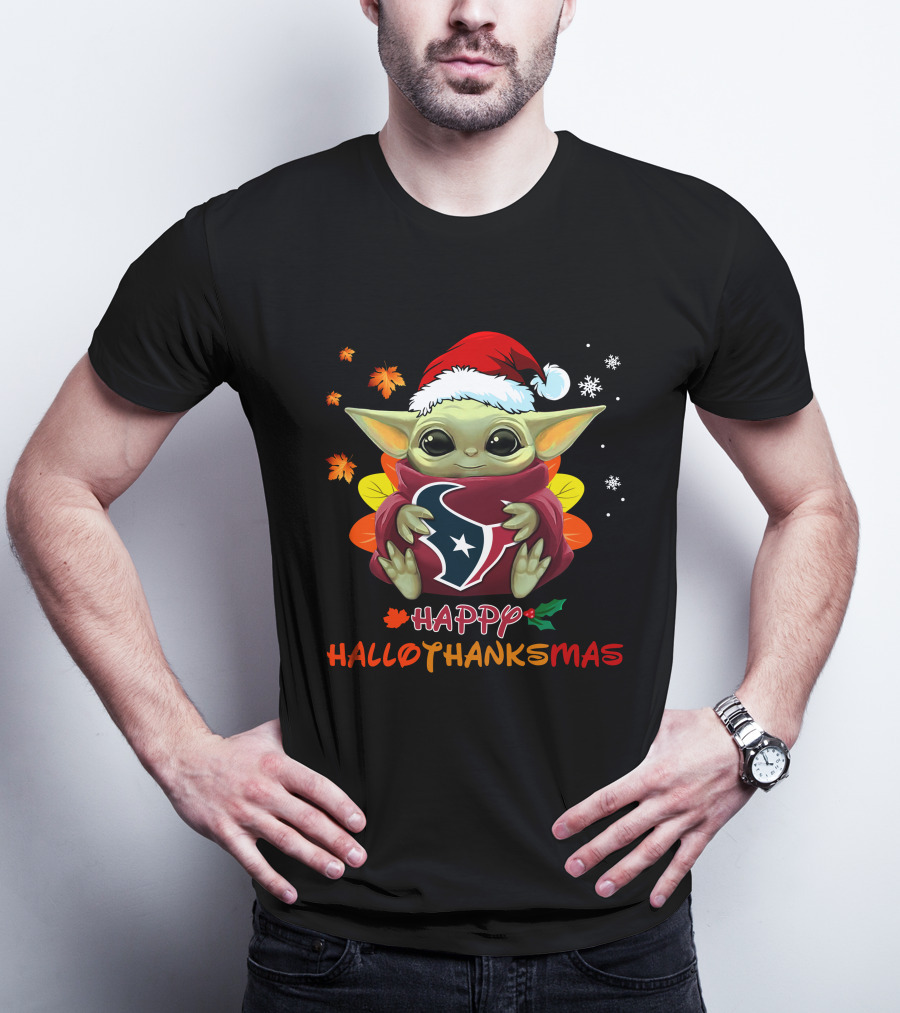 Happy Hallothanksmas Houston Texans Baby Yoda 505 L1PTT T-Shirt