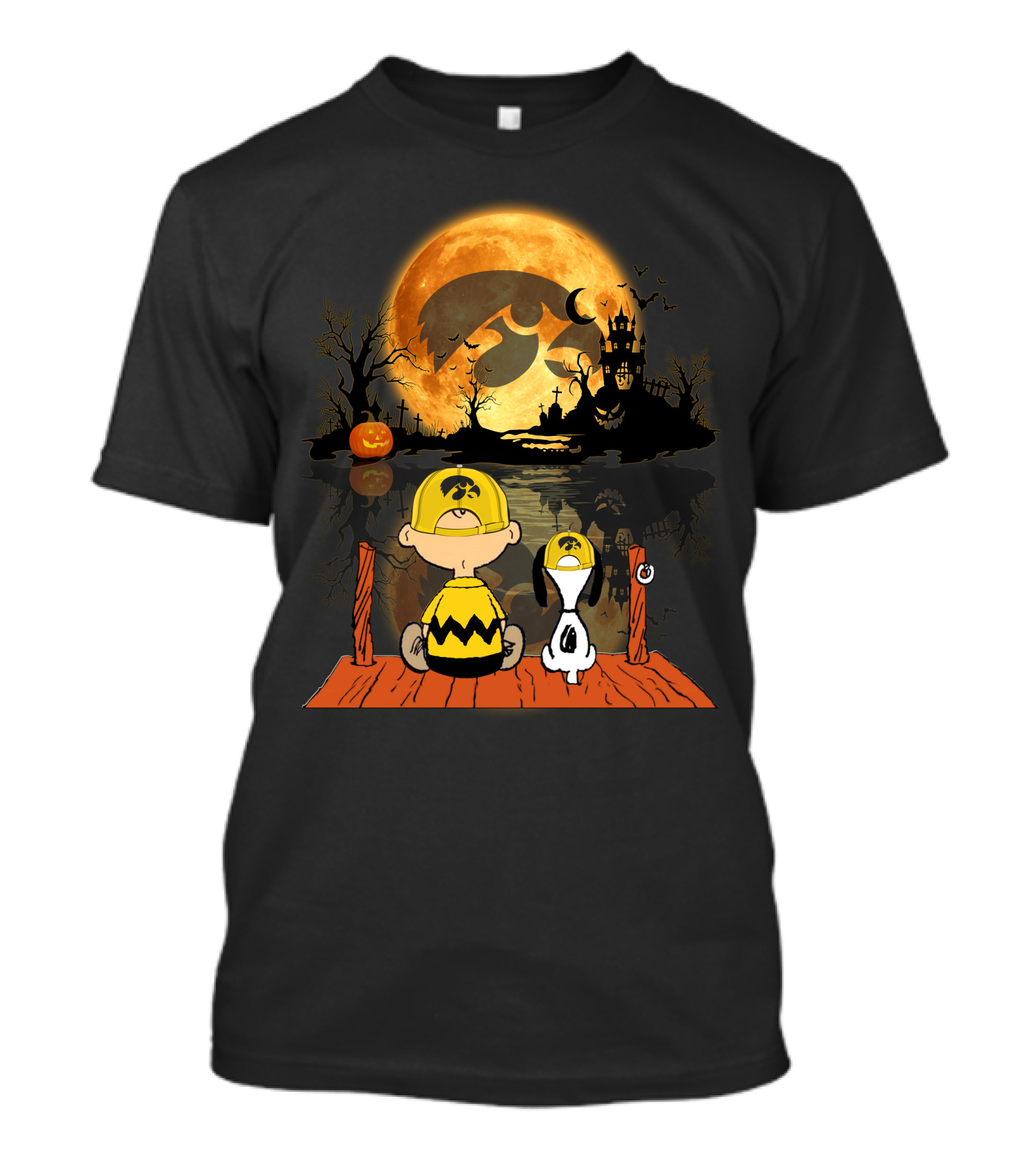 Iowa Hawkeyes Halloween Full Moon Peanuts Reflection T-Shirt