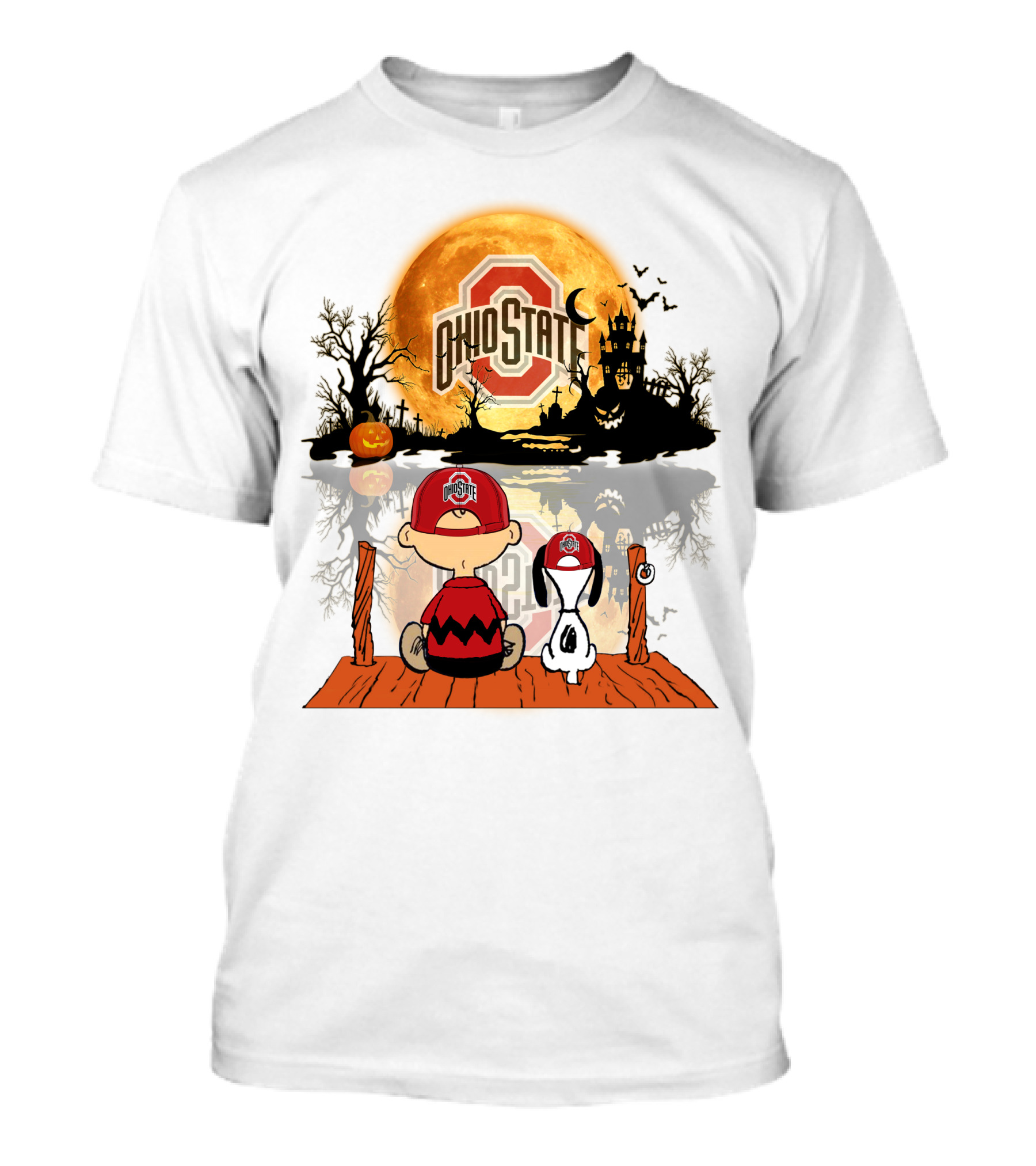 Ohio State Buckeyes Halloween Moon Charlie And Snoopy 495 T-Shirt