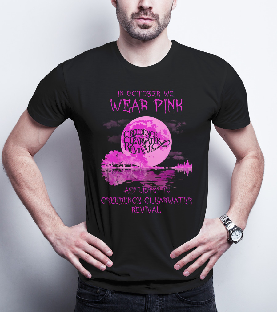 In October We Wear Pink And Listen To Creedence Clearwater Revival Moon Scene T-Shirt