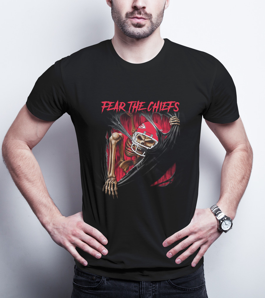 Fear The Chiefs Kansas City Chiefs Skeleton 515NFL L1MTH T-Shirt