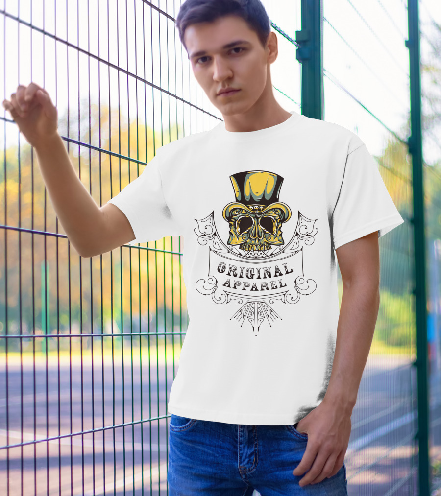 Original Apparel Skull With Top Hat T-Shirt