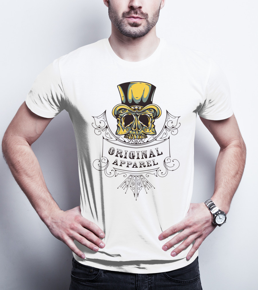 Original Apparel Skull With Top Hat T-Shirt