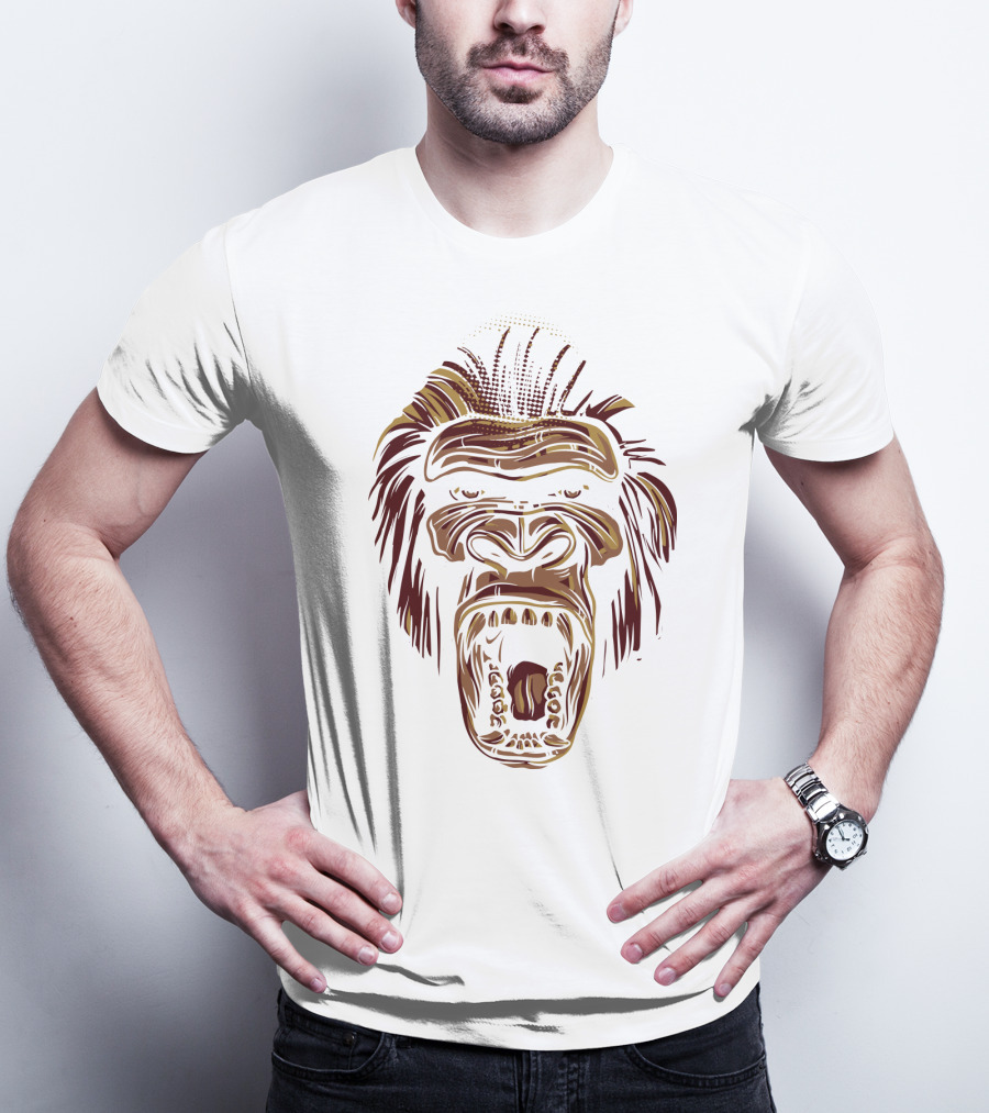 Oooppeww Roaring Gorilla Face T-Shirt