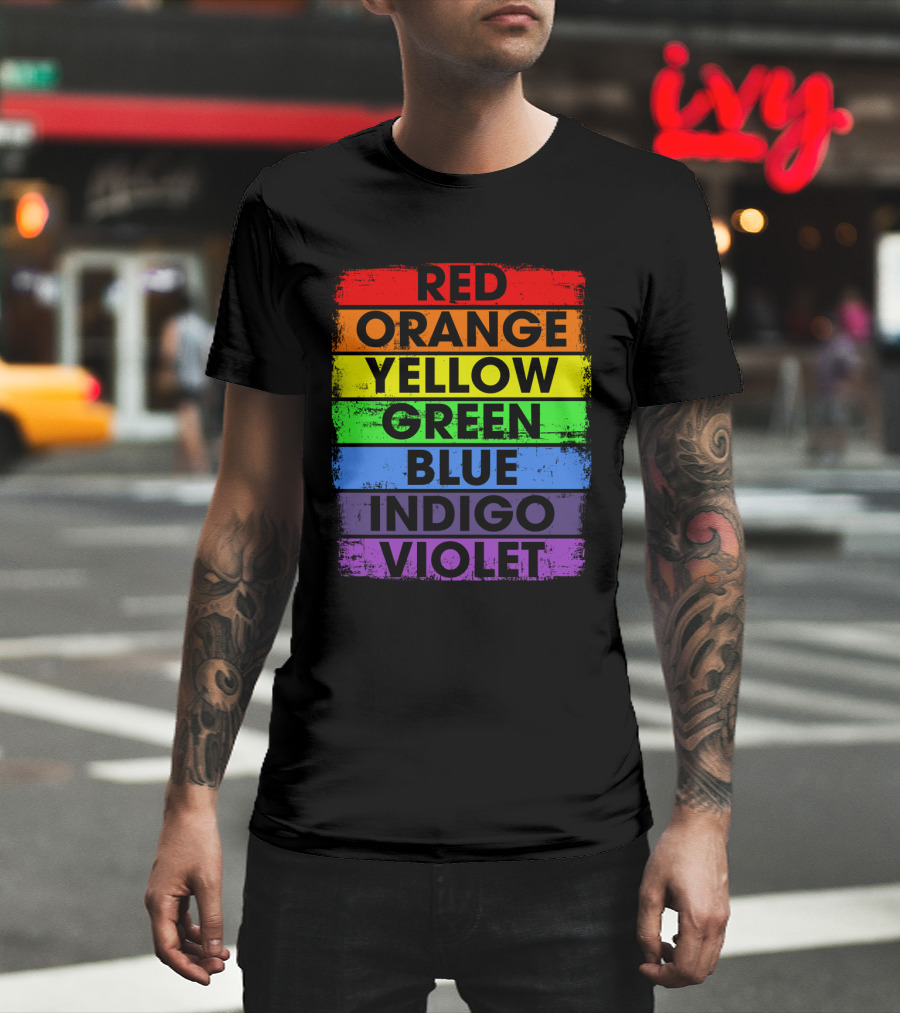 Colors Of The Rainbow Red Orange Yellow Green Blue Indigo Violet T-Shirt