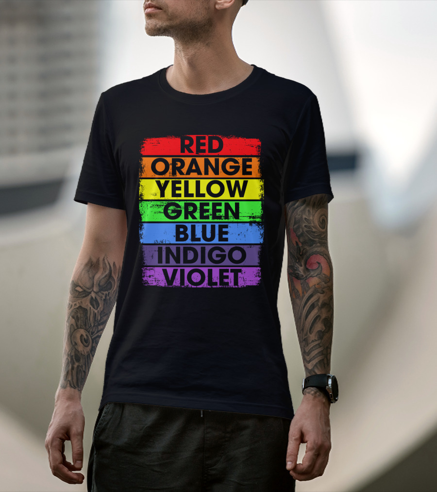 Colors Of The Rainbow Red Orange Yellow Green Blue Indigo Violet T-Shirt