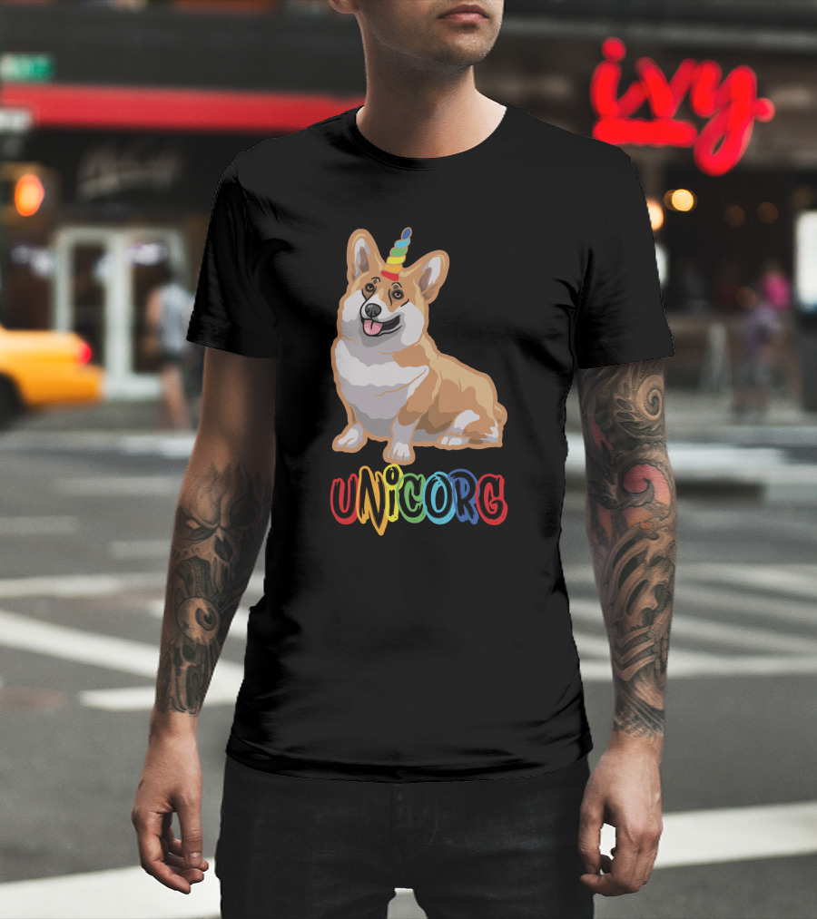 Corgi Dog Cute Unicorg Unicorn Rainbow Horn T-Shirt
