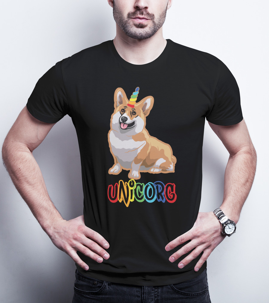 Corgi Dog Cute Unicorg Unicorn Rainbow Horn T-Shirt