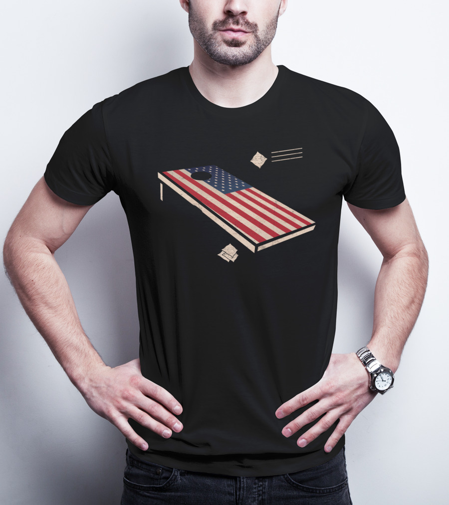 Cornhole American Flag Patriotic Board T-Shirt