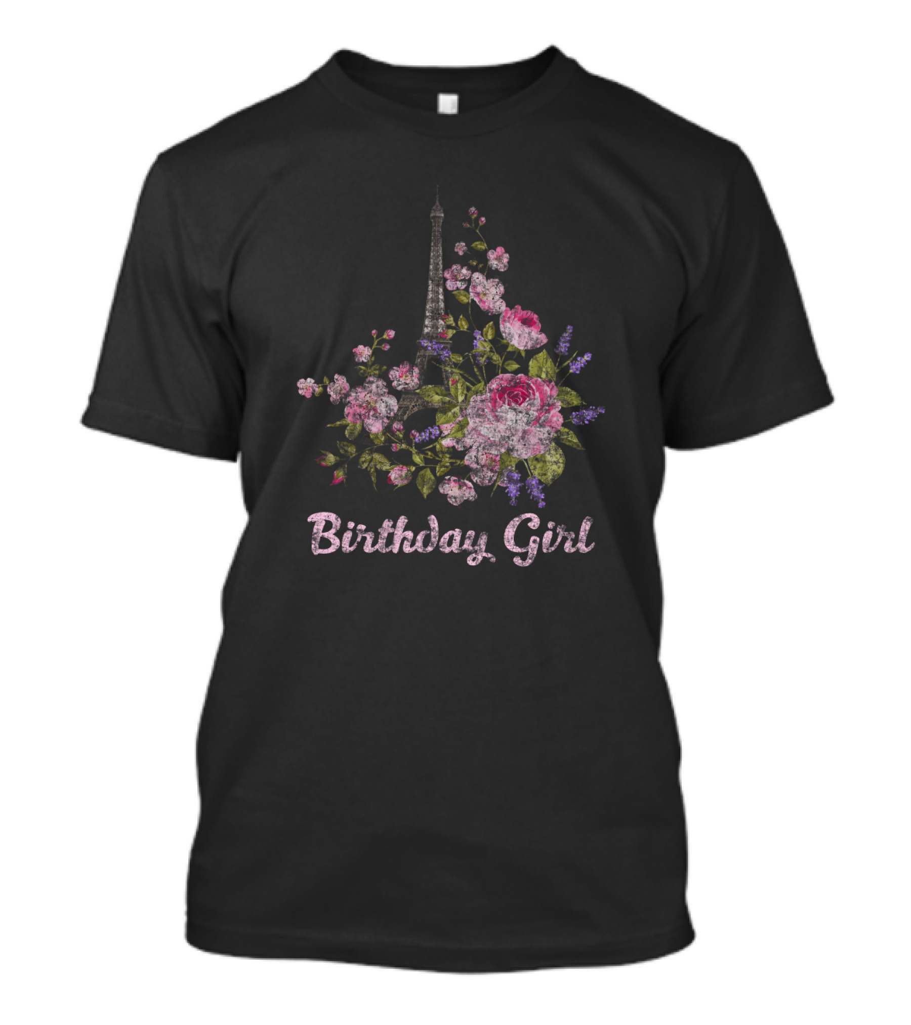 Birthday Girl Paris Eiffel Tower Floral Arrangement T-Shirt
