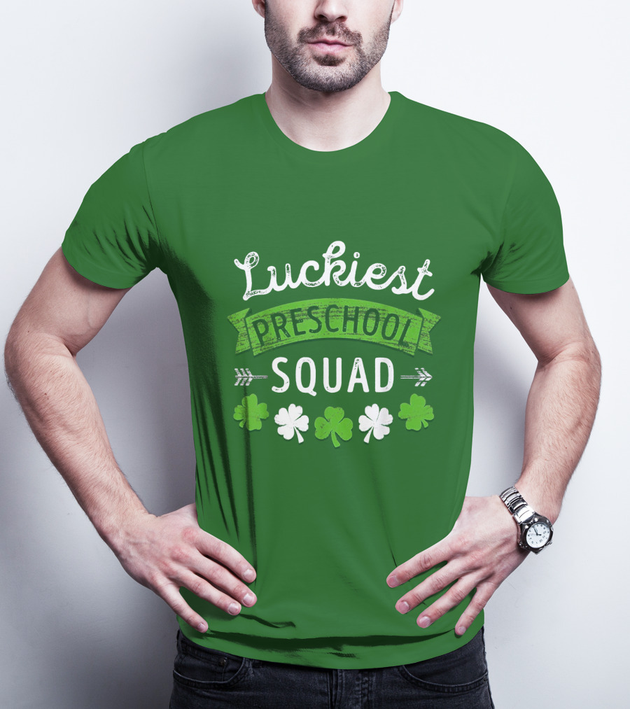 Luckiest Preschool Squad St Patricks Day Shamrocks T-Shirt